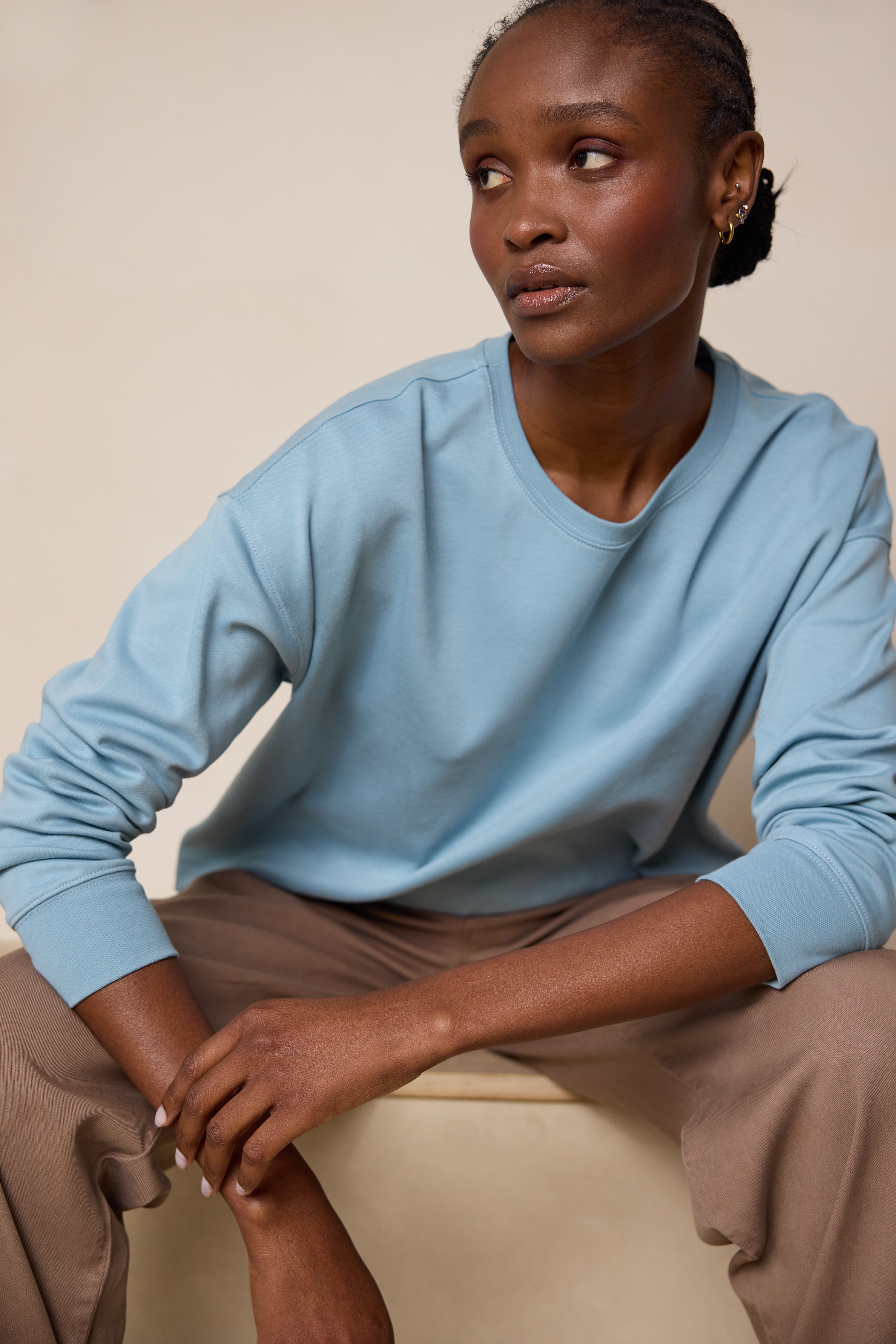 The Perfect Crewneck Sweatshirt in Cornflower Blue | Sustainable Style