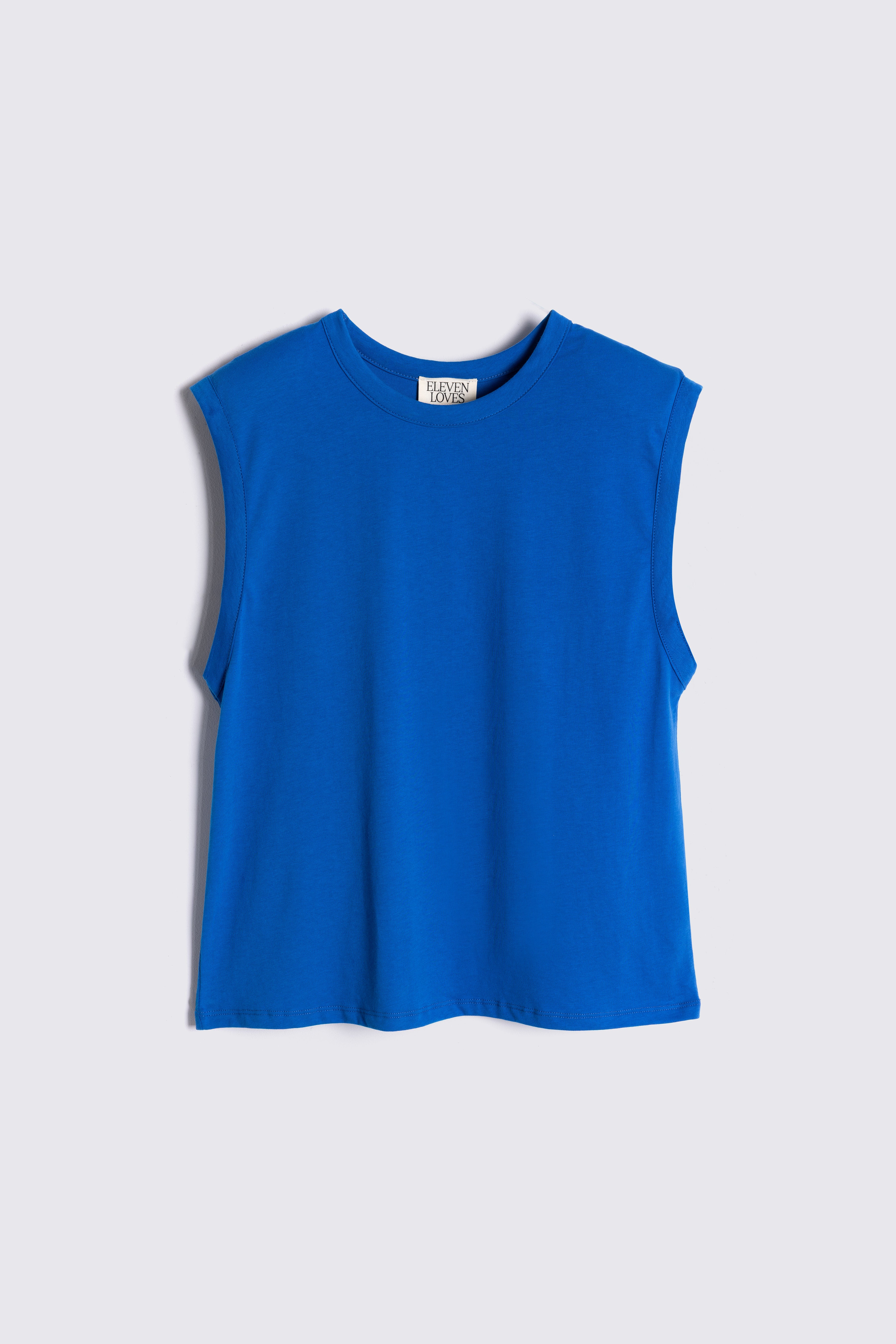 Skylar Shoulder Pad T-Shirt - Cobalt