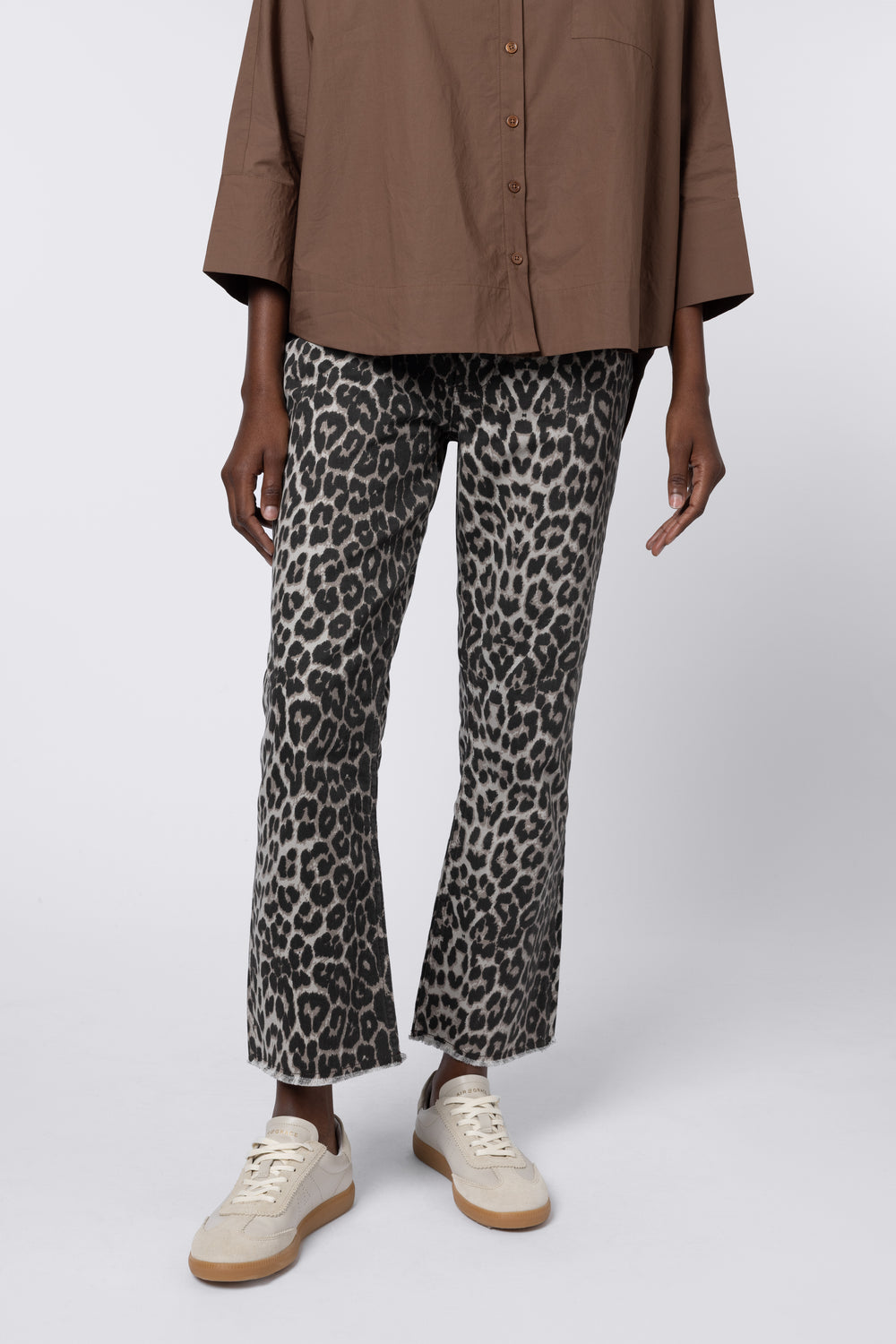 Kayla Leopard Kick Flare Jeans