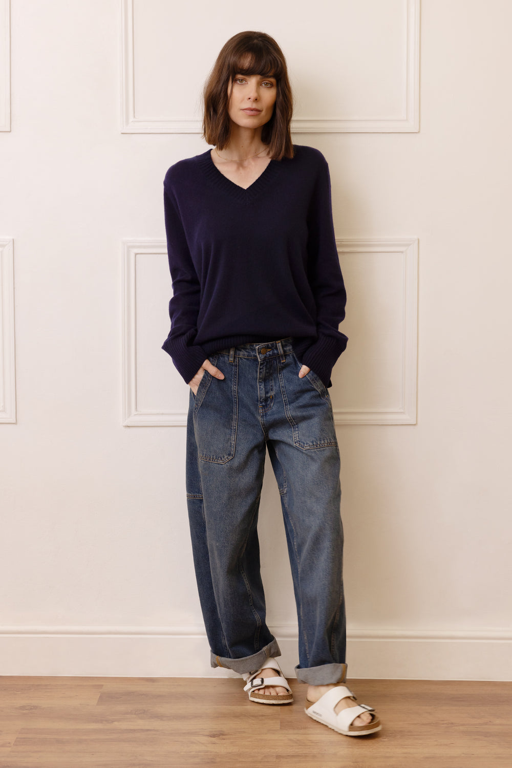 Navy Luxurious Cashmere Blend Jumper | Eleven Loves